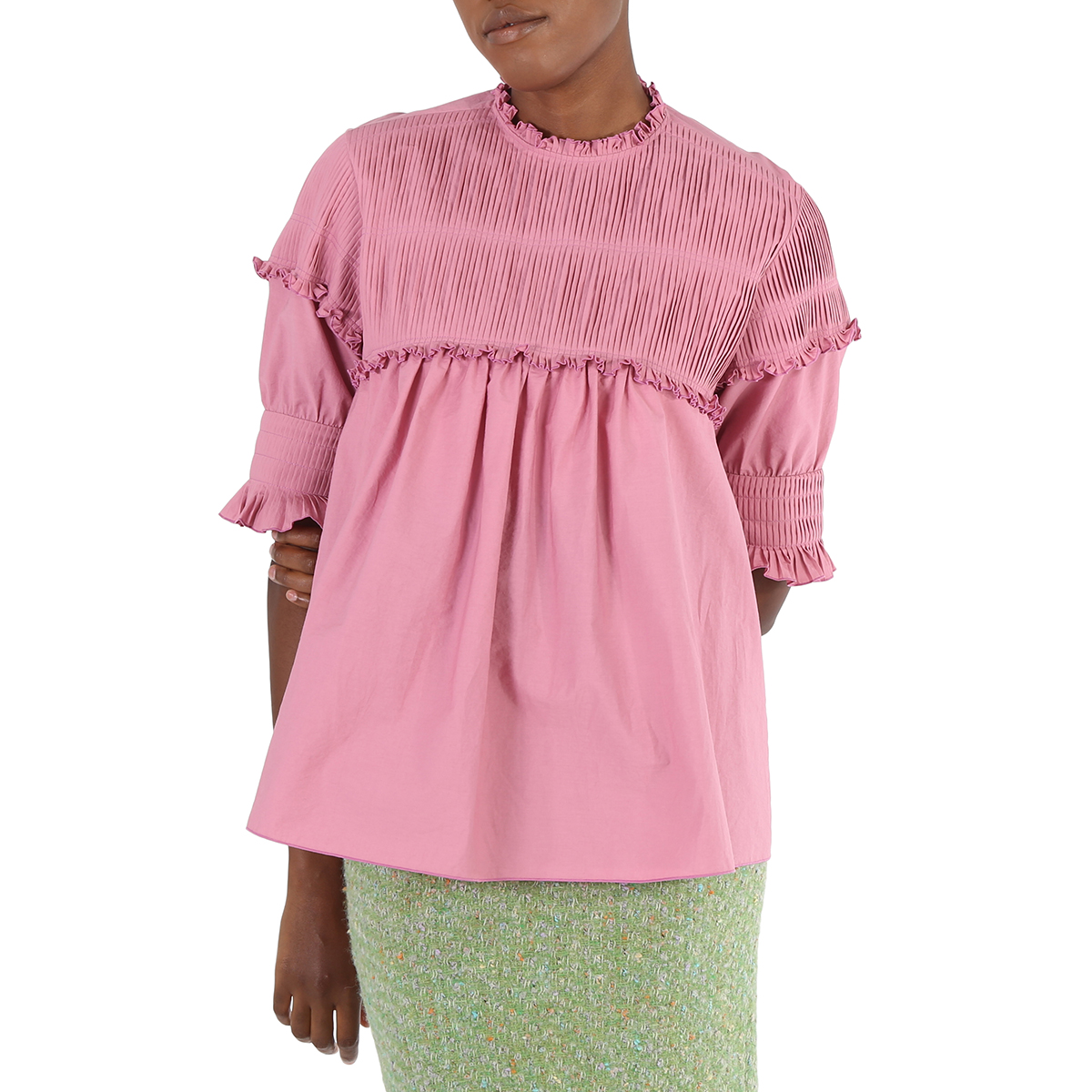 Chloé Ladies Velvety Pink Ruffle Top, Brand Size 38 (US Size 6 ...