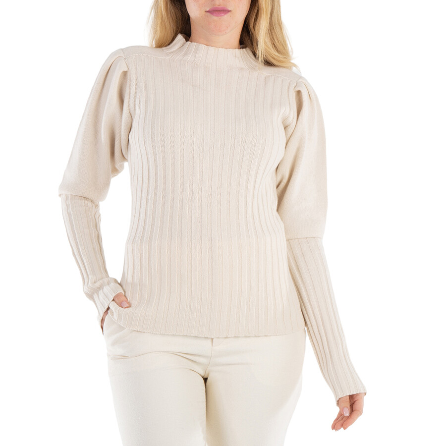 Chloé Ladies White Powder Mock Neck Ribbed Sweater, Size Medium ...