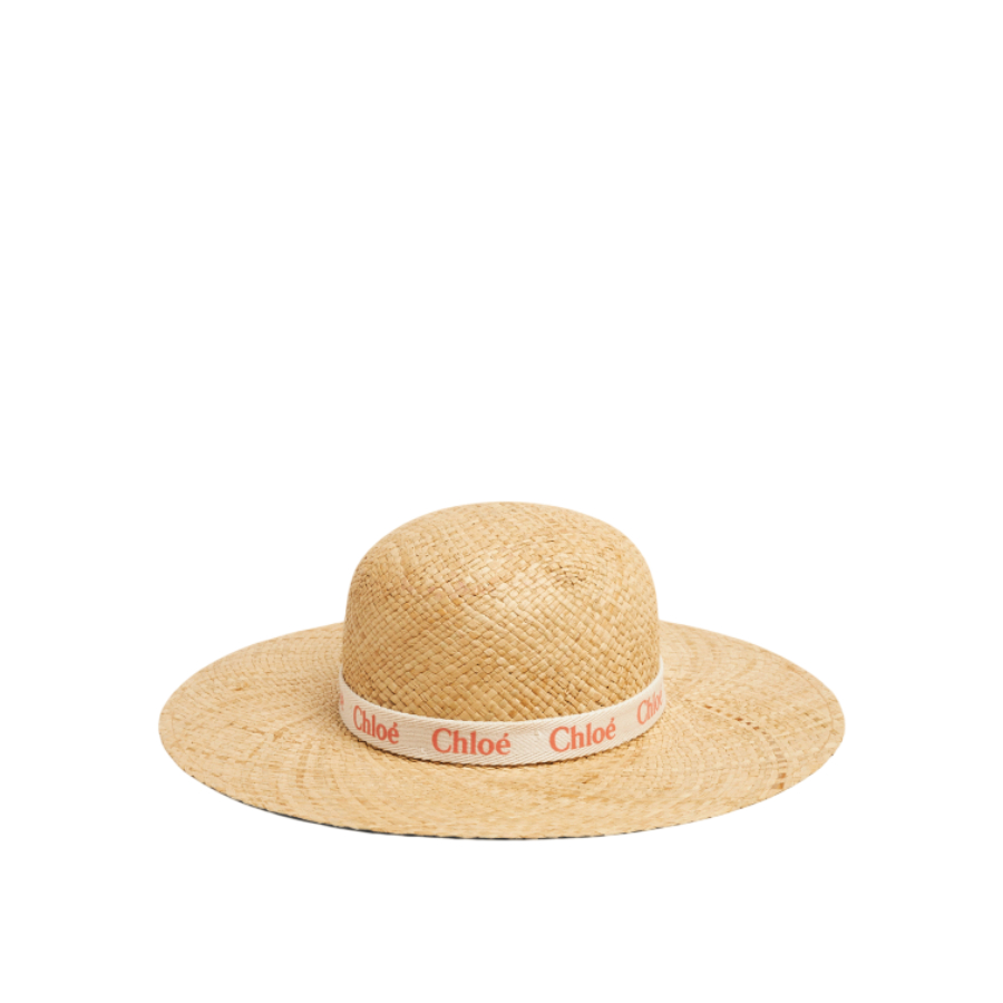 Chloé Logo-Print Strap Raffia Hat C11214-N74 3143162454940 - Jomashop