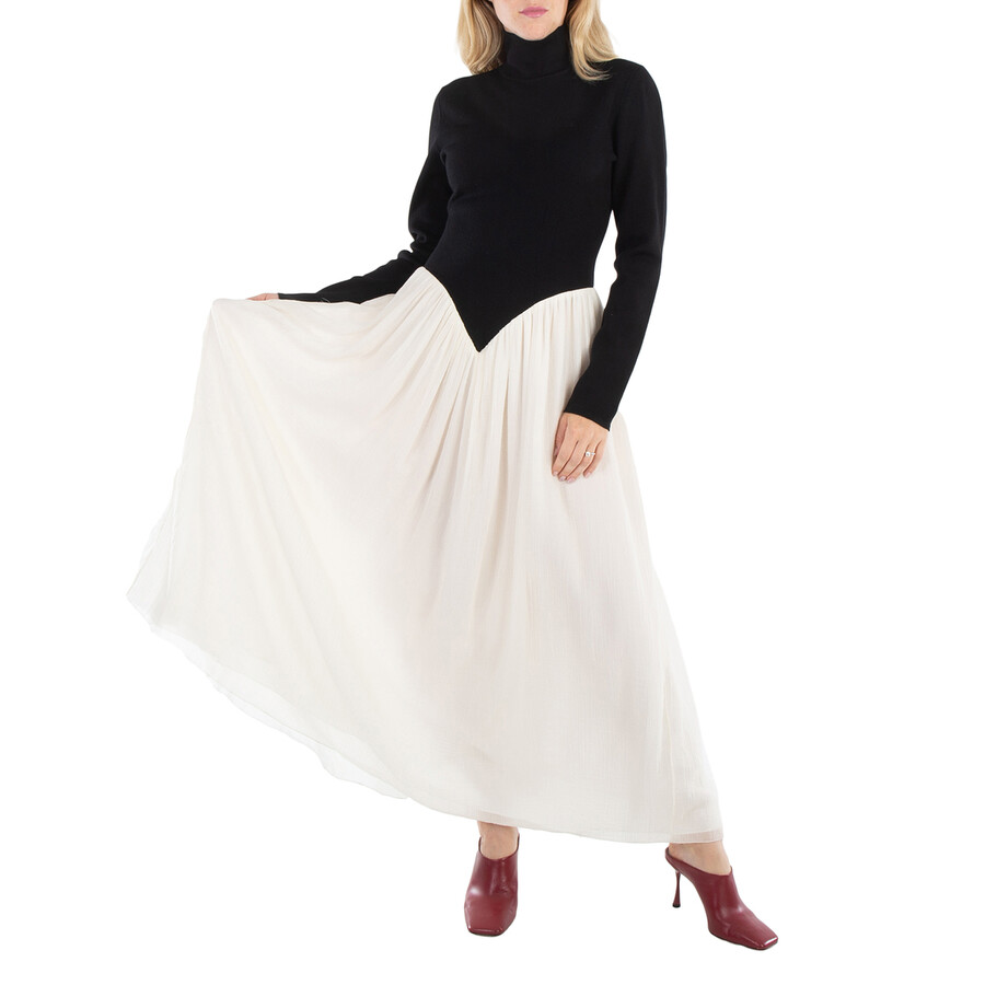 Chloé Two-Tone Turtleneck Basque-Waist Maxi Dress, Brand Size 38 (US ...