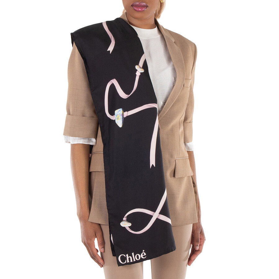 Chloé Zodiac Print Rectangular Silk Scarf CHC23UT084SE19 7613386963154 ...