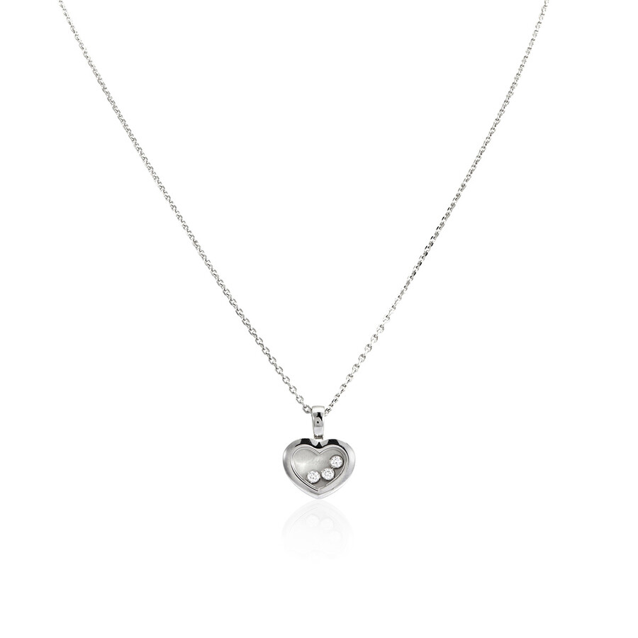 Chopard Happy Diamonds Icons 18k White Gold Diamond Heart Necklace 79A611-1001 - Jewelry, Ladies ...