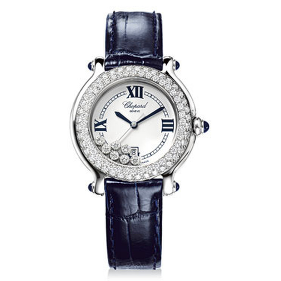 Chopard Happy Sport Classic Diamond White Dial Blue Leather Ladies ...