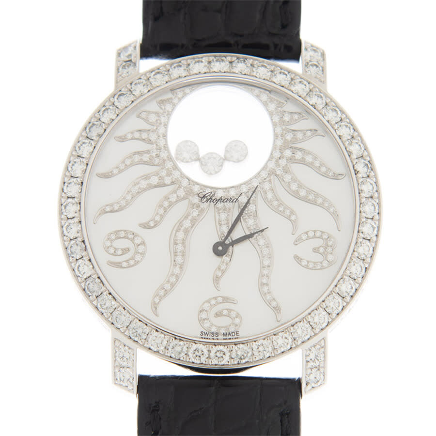 Chopard Happy Sun Diamond Mother of Pearl Dial 18 kt White Gold Ladies ...