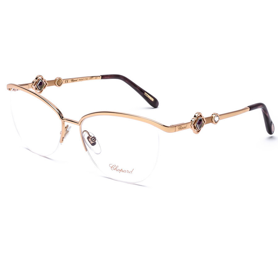 Chopard Ladies Gold Tone Rectangular Eyeglass Frames VCHB98S8FCY55 ...