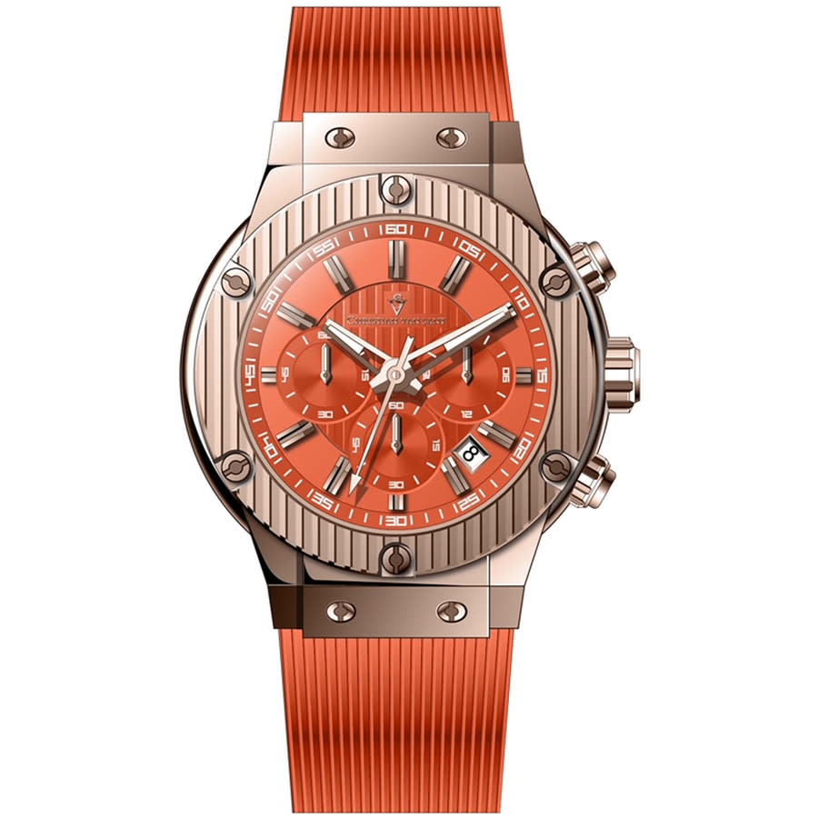 Christian Van Sant Monarchy Chronograph Quartz Orange Dial Men's Watch ...