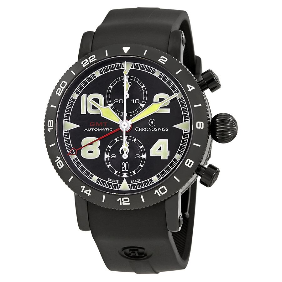 Chronoswiss Timemaster Black Dial Automatic Men's GMT Watch CH-7555.1 ...