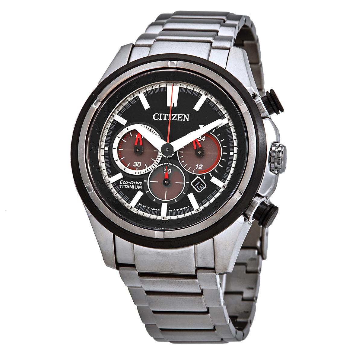 Citizen Black Dial Eco-Drive Super Titanium Chronograph Watch CA4241 ...