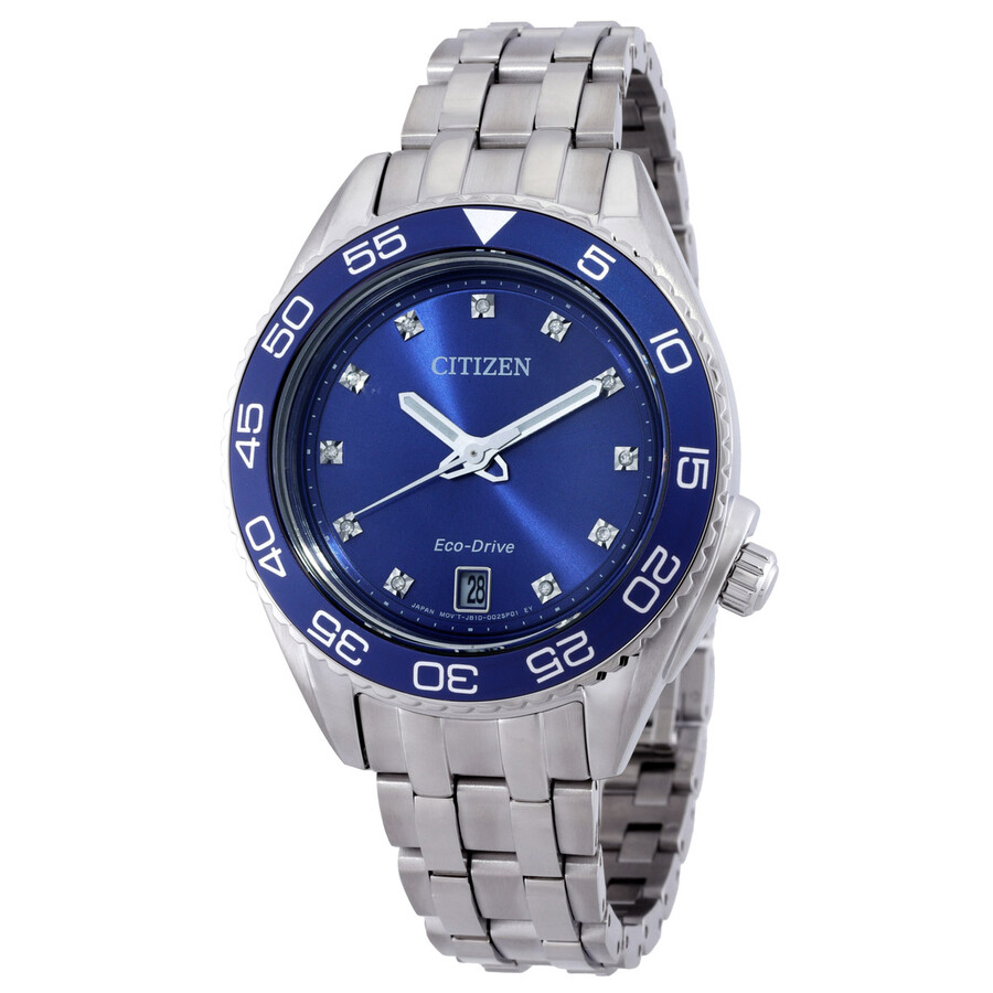 Citizen Carson Eco-Drive Diamond Blue Dial Ladies Watch FE6160-57L ...