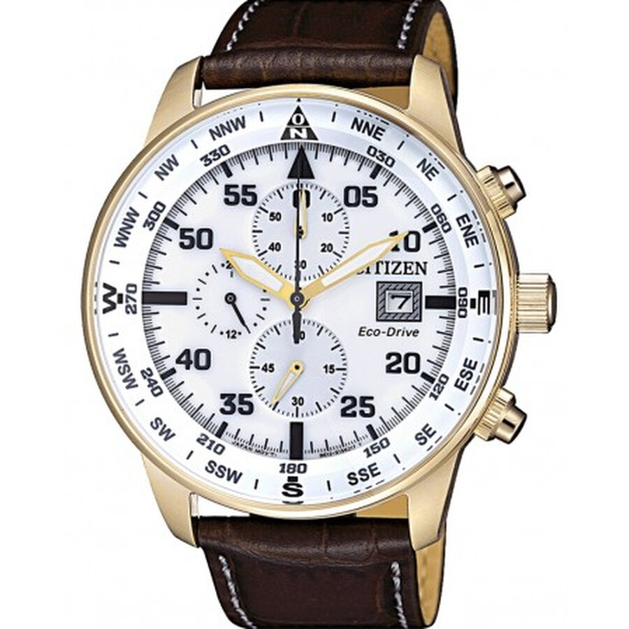 Citizen Chronograph White Dial Brown Leather Men's Watch CA0693-12A ...