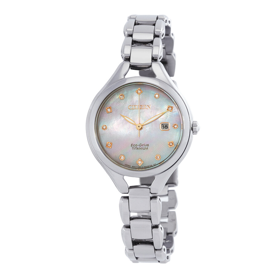 Citizen Diamond White Mother of Pearl Dial Super Titanium Ladies Watch ...