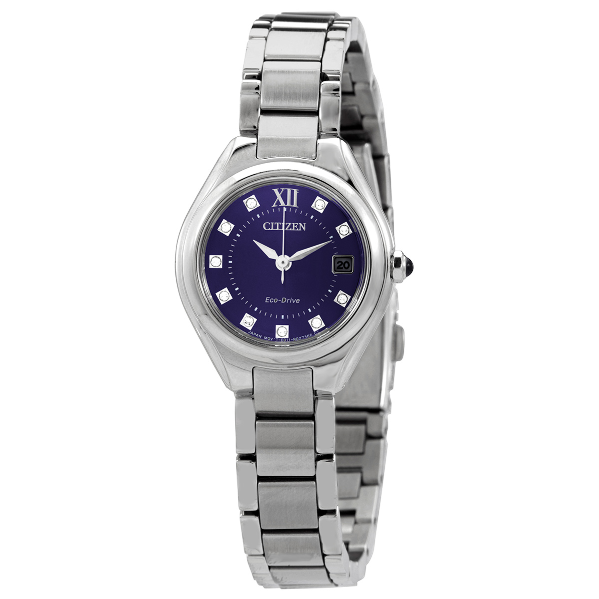 Citizen Eco-Drive Crystal Blue Dial Stainless Steel Ladies Watch EW2540 ...