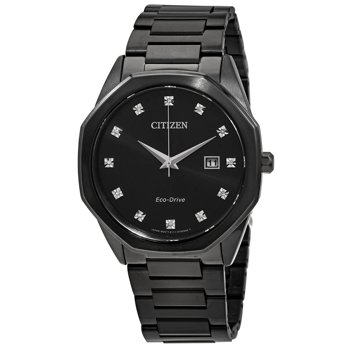 Citizen Eco-Drive Octagon Diamond Black Dial Watch BM7495-59G ...