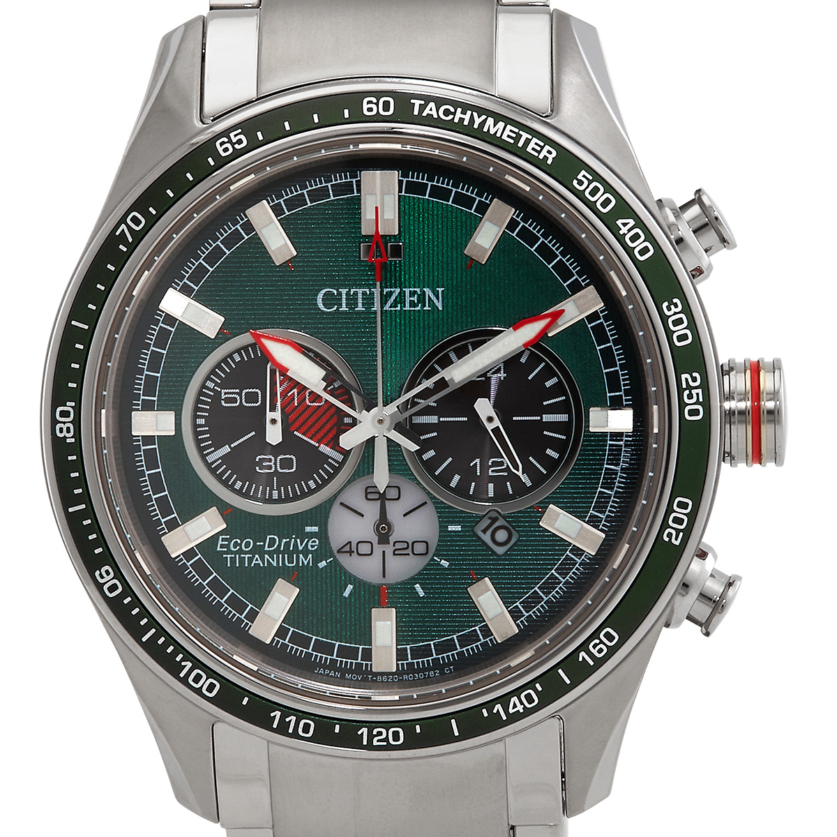 Citizen Eco-Drive Super Titanium Chronograph Green Dial Men's Watch ...