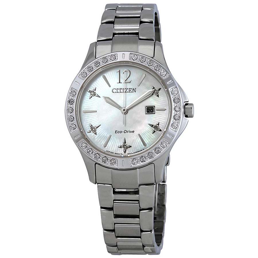 Citizen Elektra Diamond White Mother of Pearl Dial Ladies Watch EW2510 ...