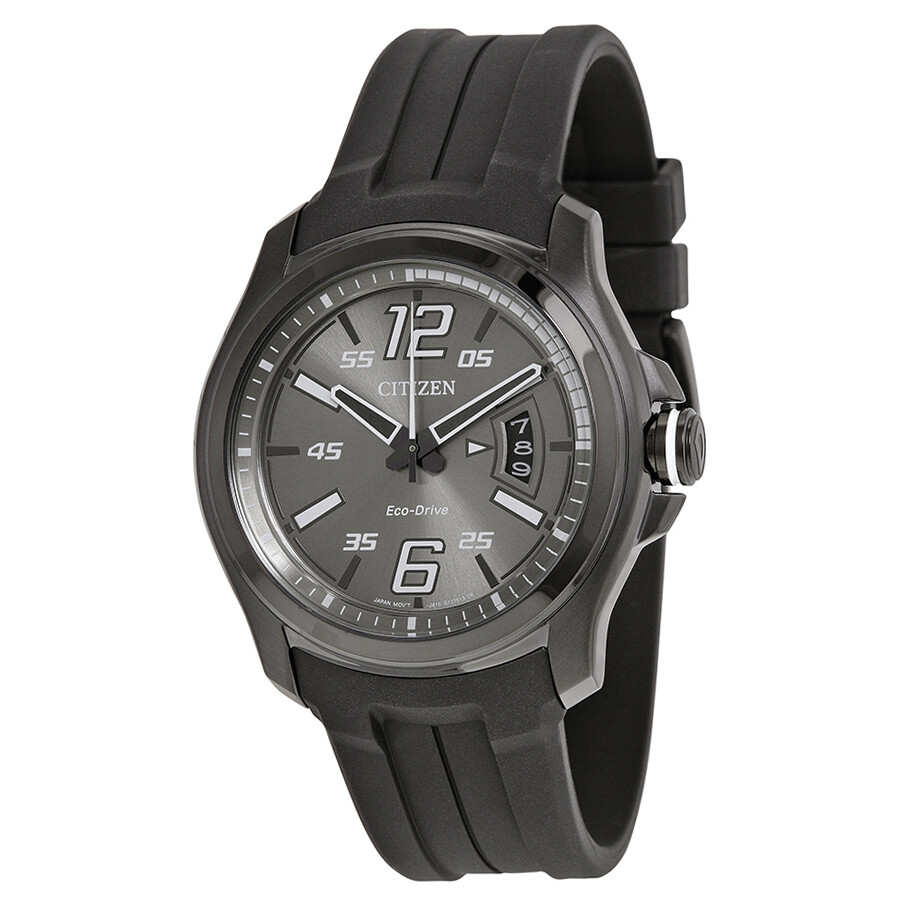 Citizen HTM Eco-Drive Charcoal Grey Dial Black polyurethane Quartz Men ...