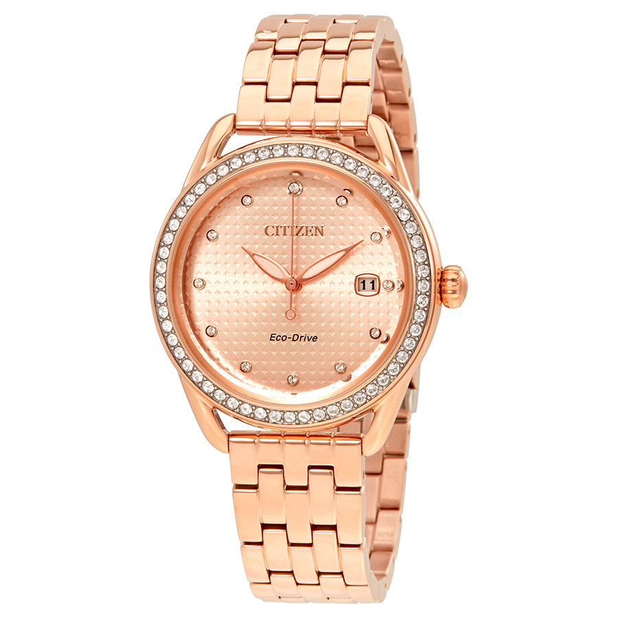 Citizen LTR Crystal Rose Dial Rose Gold-tone Ladies Watch FE6113-57X ...