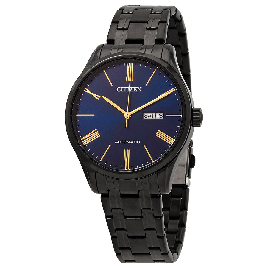 Citizen Mechanical Automatic Blue Dial Black-plated Men's Watch NH8365 ...
