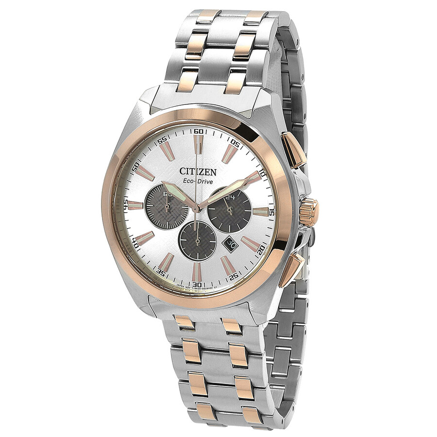 Citizen Peyten Chronograph Eco-Drive Silver Dial Two-Tone Men's Watch ...