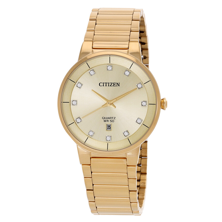 Citizen Quartz Crystal Champagne Dial Men's Watch BI5012-53Q ...