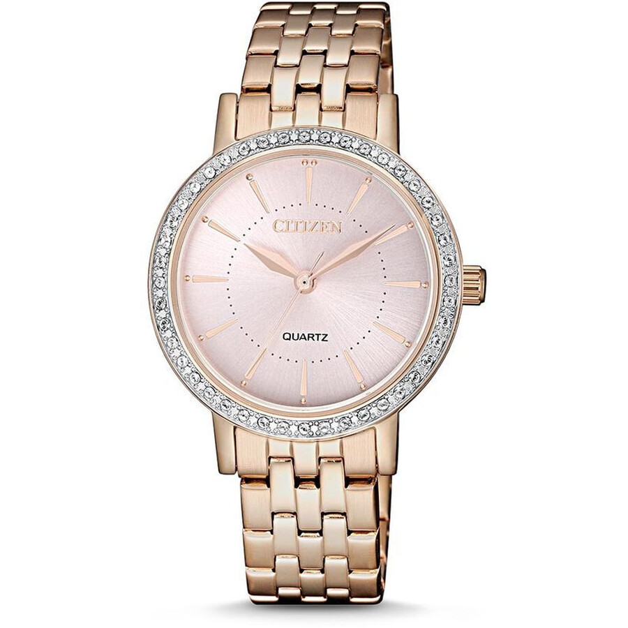 Citizen Quartz Crystal Pink Dial Ladies Watch EL3043-81X 4974374276902 ...