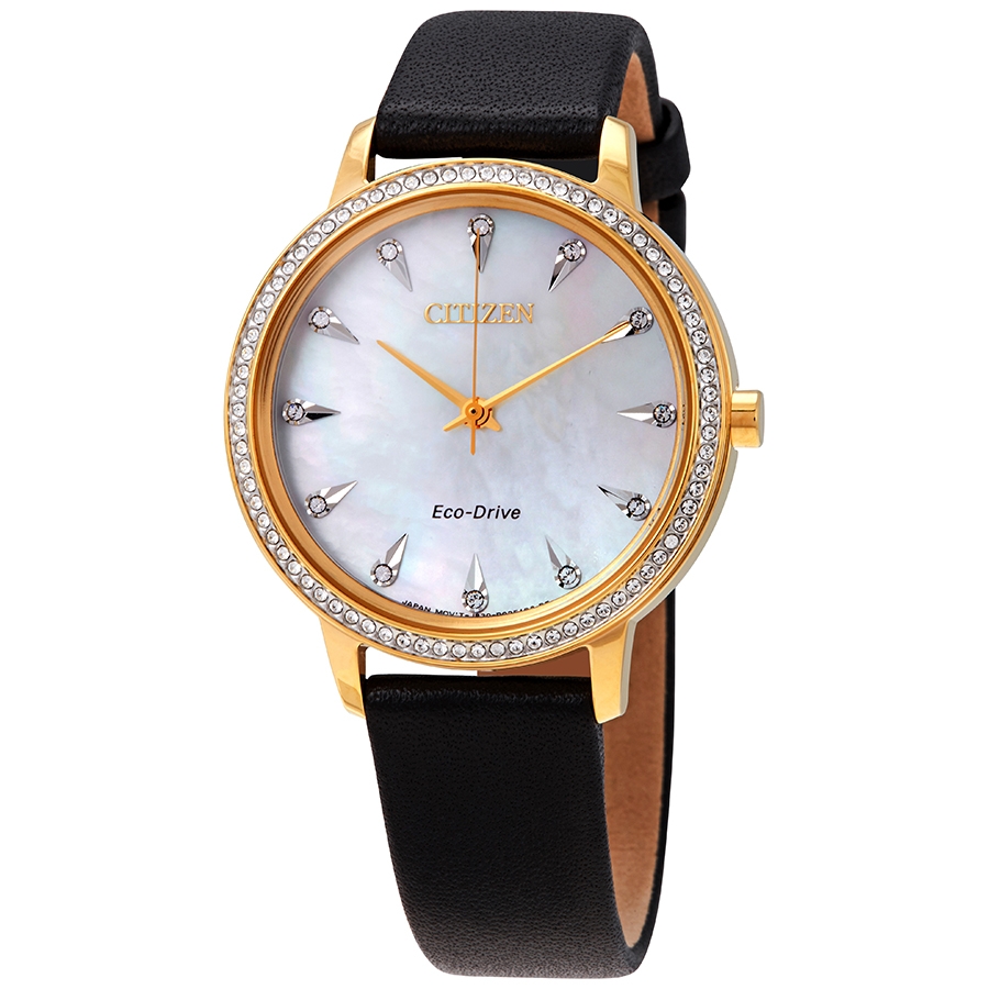 Citizen Silhouette Crystal Mother of Pearl Dial Ladies Watch FE7042-07D ...
