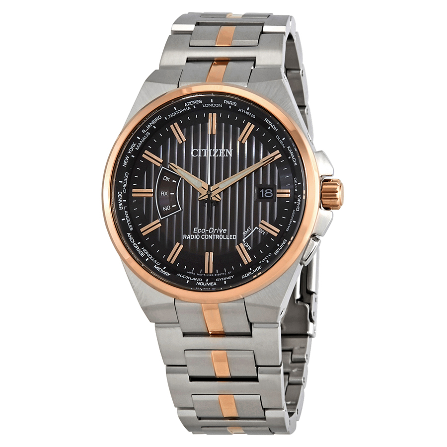 Citizen World Perpetual A-T World Time Eco-Drive Black Dial Men's Watch ...