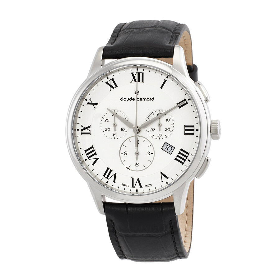 Claude Bernard Classic Chronograph Quartz Silver Dial Men's Watch 10237 ...