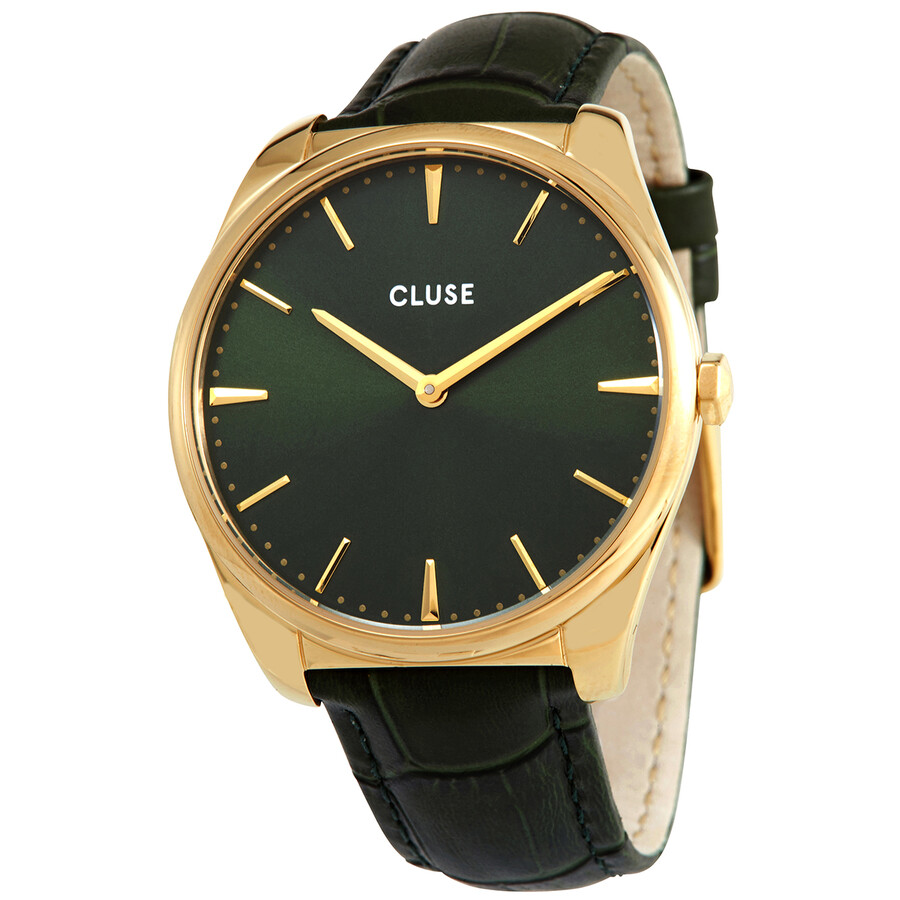 Cluse Feroce Quartz Green Dial Green Leather Unisex Watch CW0101212006 ...