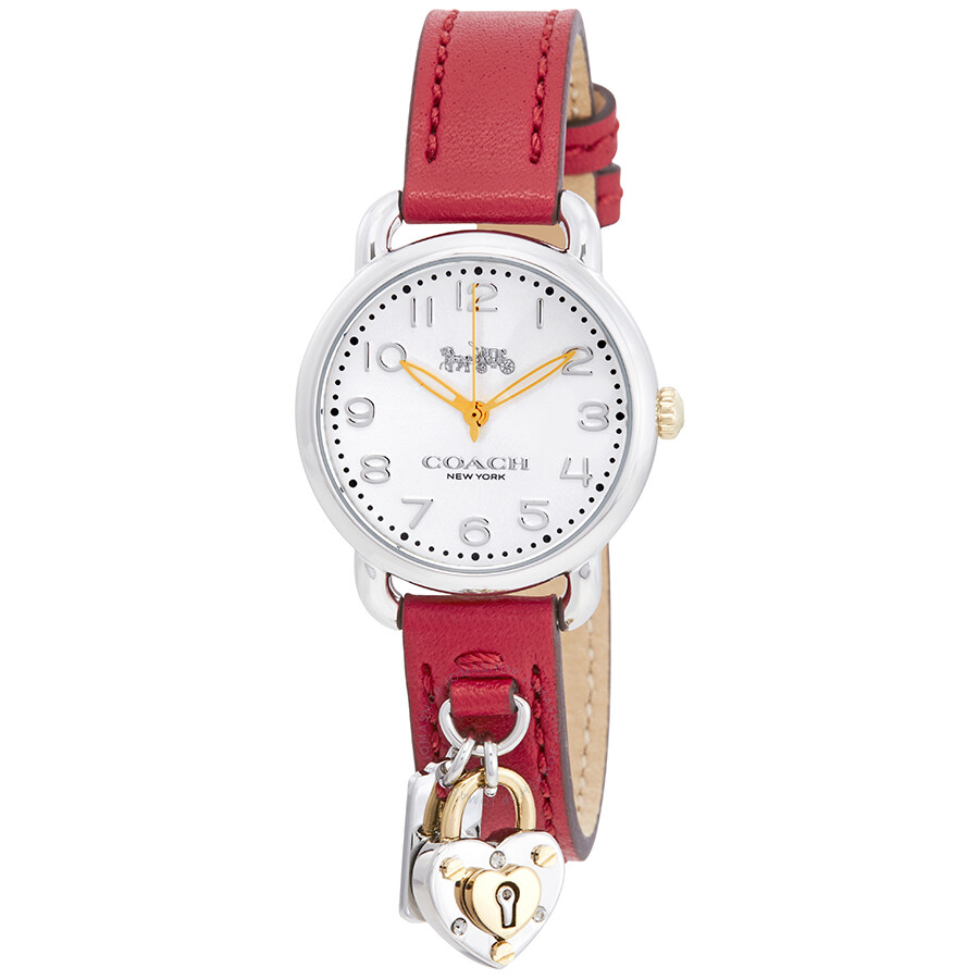 Coach Delancey Silver Dial Red Leather Ladies Watch 14502968 ...