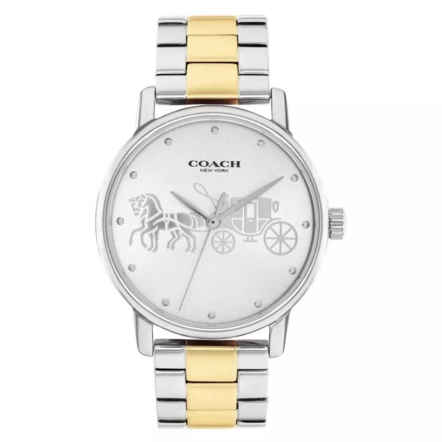Coach Grand Quartz Silver Dial Two-Tone Watch 14503943 - Watches, Grand ...