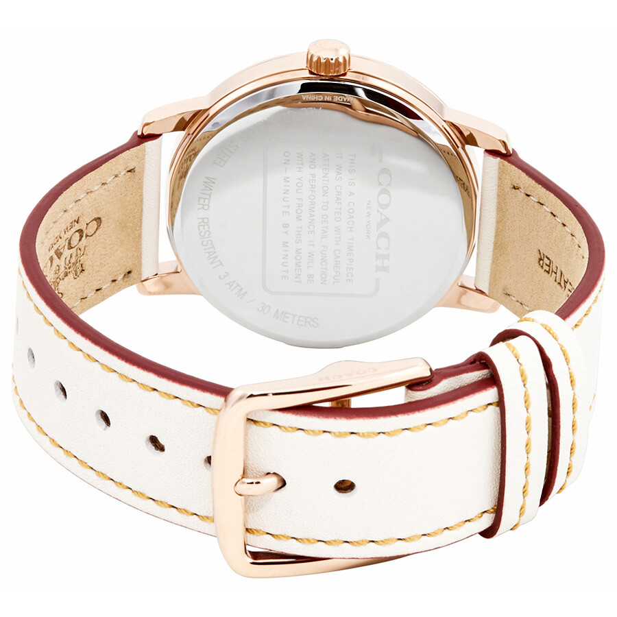 Coach Grand White Dial White Leather Ladies Watch 14502973 - Coach ...