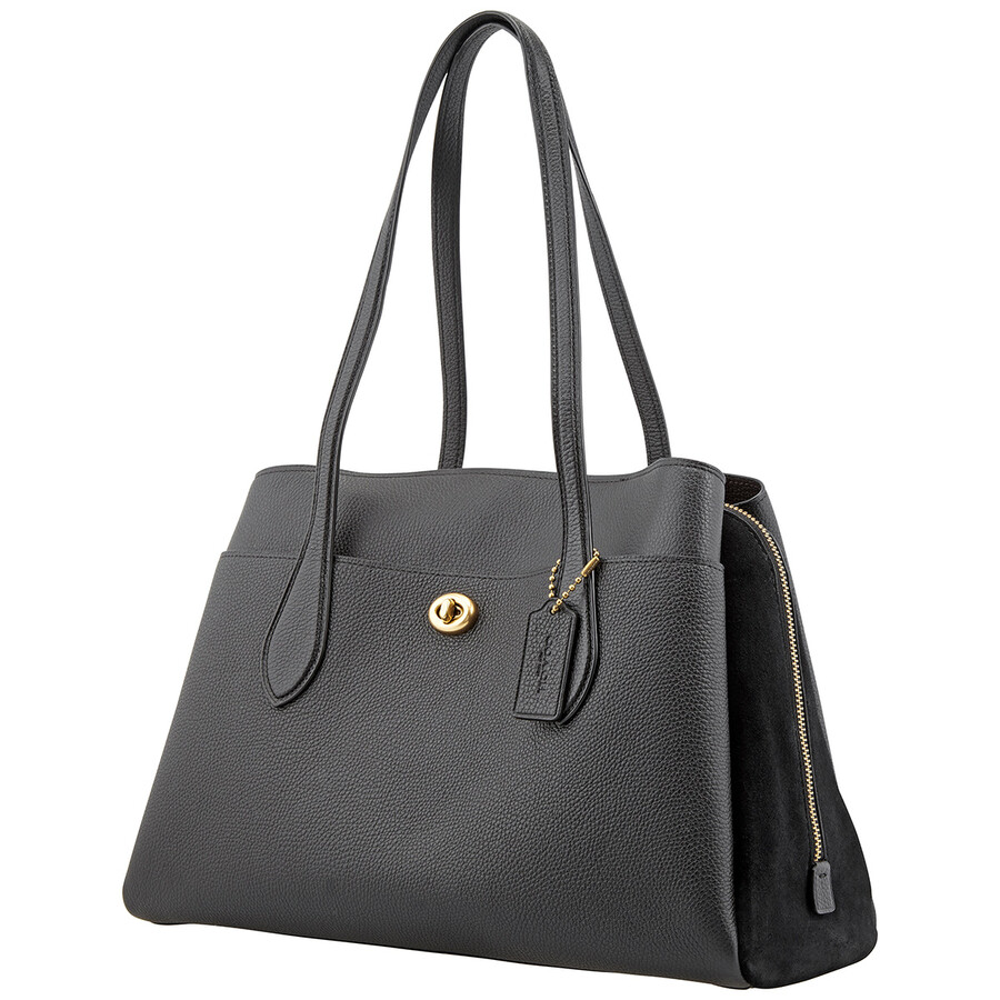 Coach Lora Pebble Leather And Suede Carryall In Black - Fado.vn