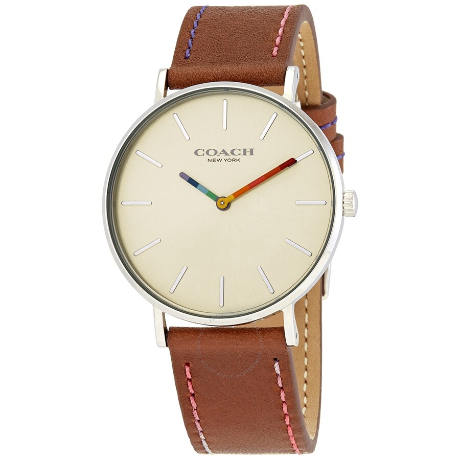 Coach Perry Quartz White Dial Brown Leather Ladies Watch 14503032 ...