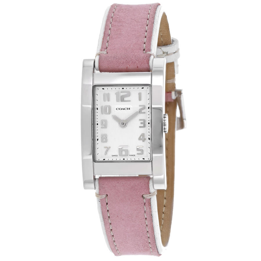 Coach Pink Leather Silver Quartz White Dial Ladies Watch 14500532 ...