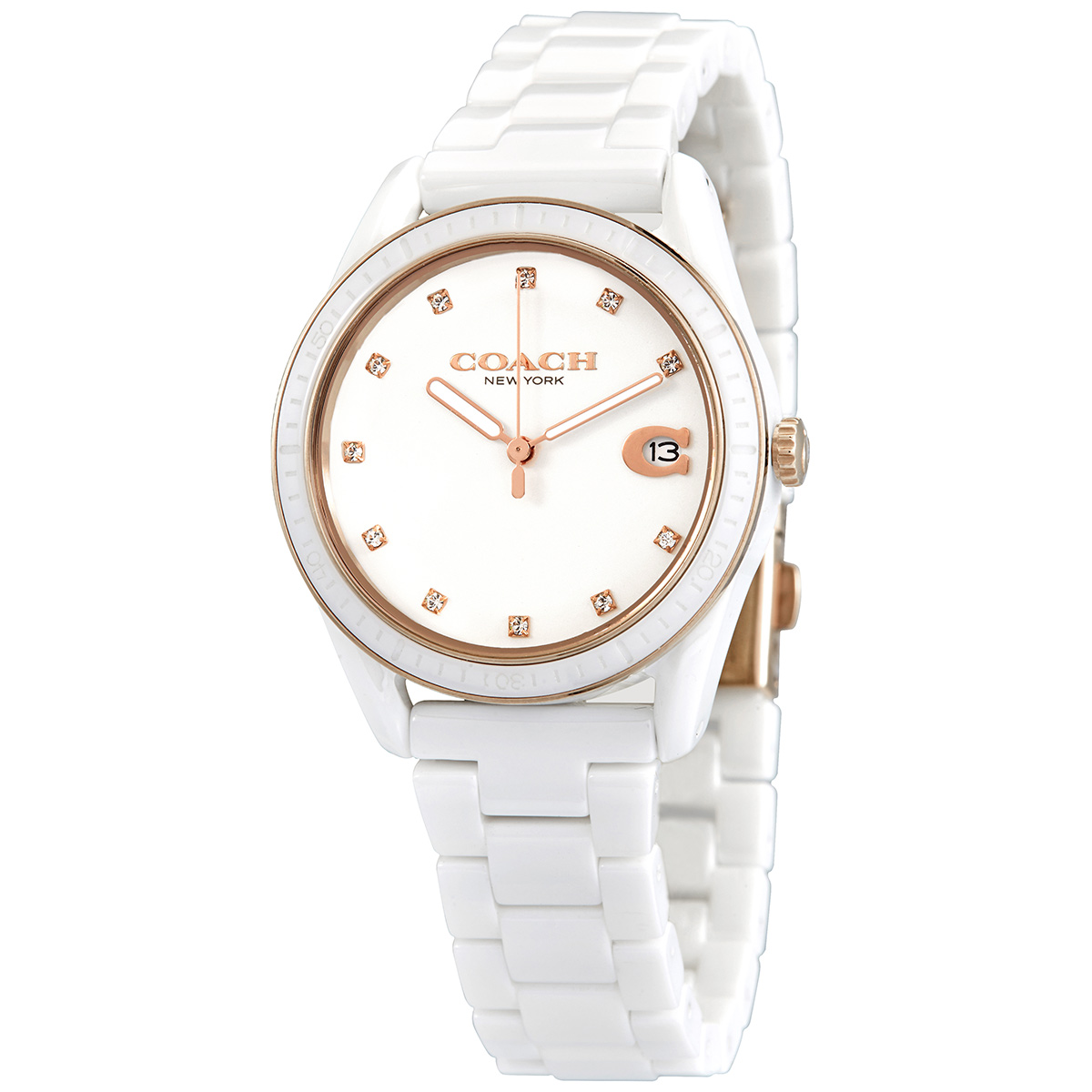 Coach Preston Quartz Crystal White Dial Ladies Watch 14503263 ...