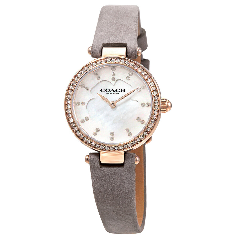 Coach Quartz Diamond Crystal White Mother of Pearl Dial Ladies Watch ...