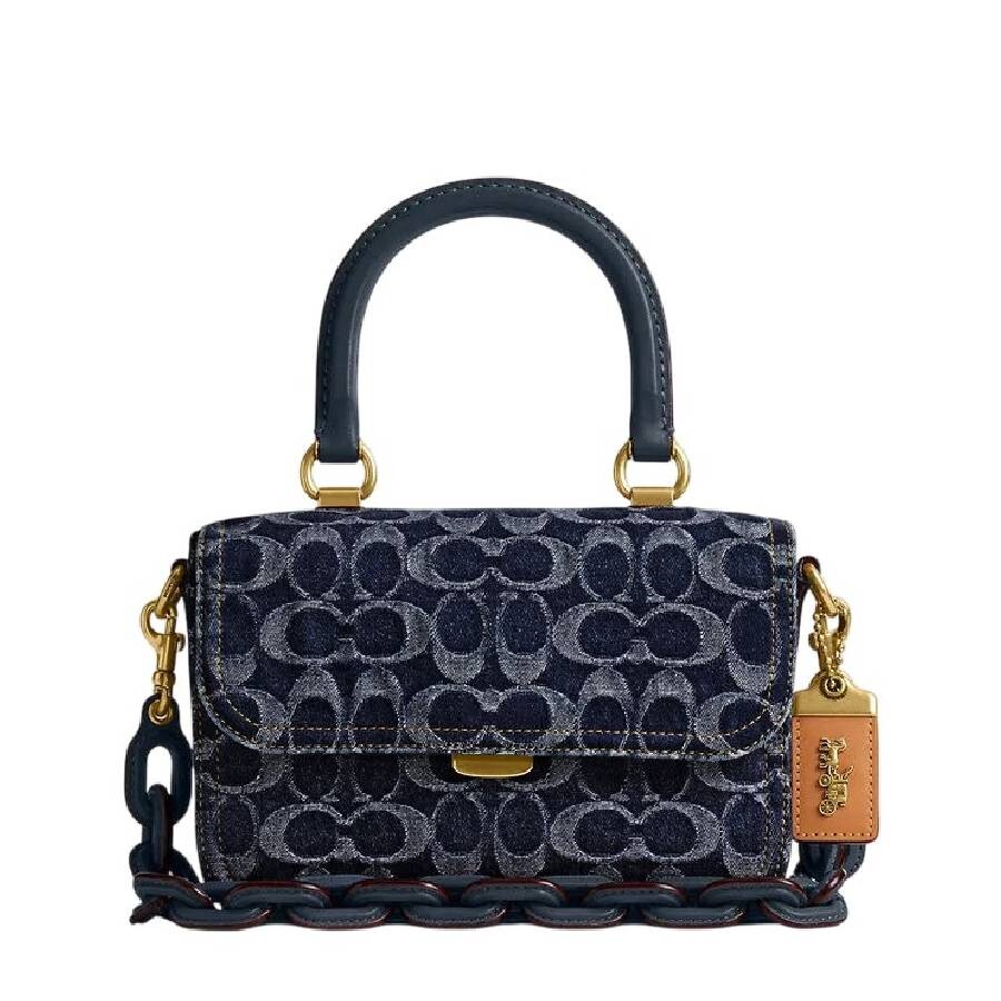 Coach Signature Denim Shoulder Bag CR694 B4/BL 196395245468 - Handbags ...