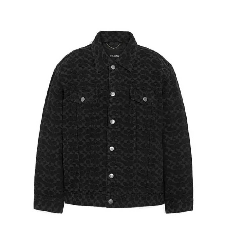 Coach Signature Jacquard Denim Jacket, Size X-Small CG583 BLK XS ...