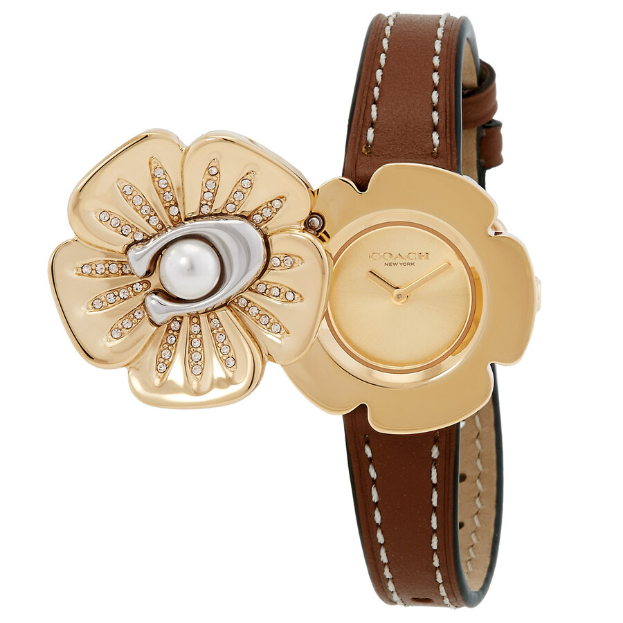 Coach Tea Rose Quartz Gold Dial Ladies Watch 14504149 - Watches, Tea ...
