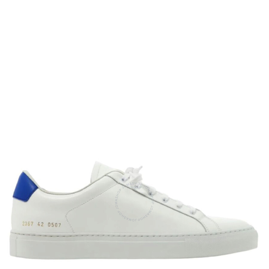 Common Projects Men's White/Bluette Retro Low-Top Sneakers, Brand Size ...