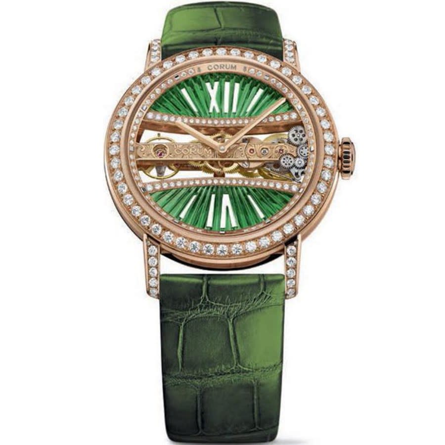 Corum Golden Bridge Hand Wind Diamond Green Dial Ladies Watch B113 ...