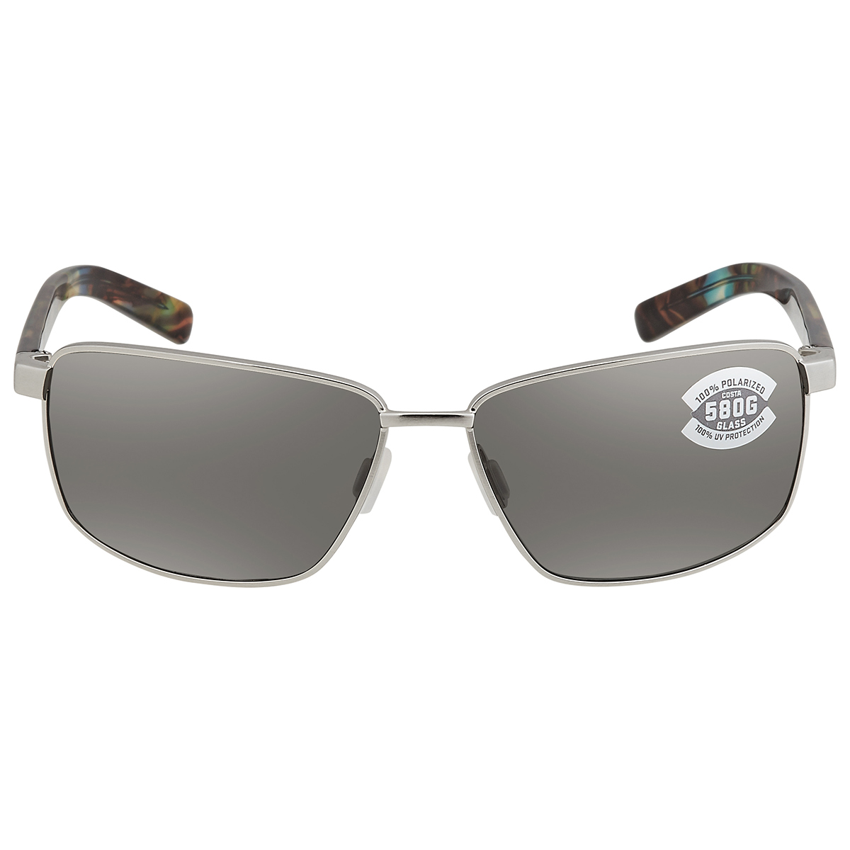 Costa Del Mar Ponce Silver Mirror Polarized Glass Rectangular Men's ...