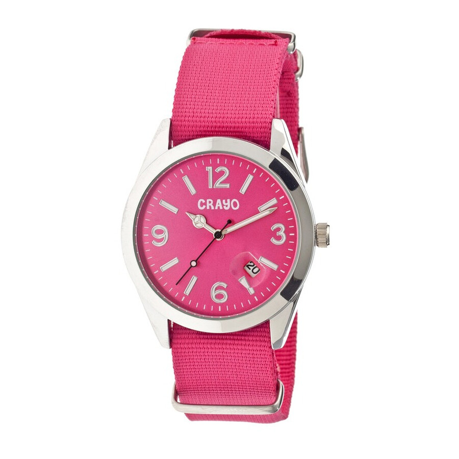 Crayo Sunrise Hot Pink Dial Hot Pink Nylon Ladies Watch CR1708 ...