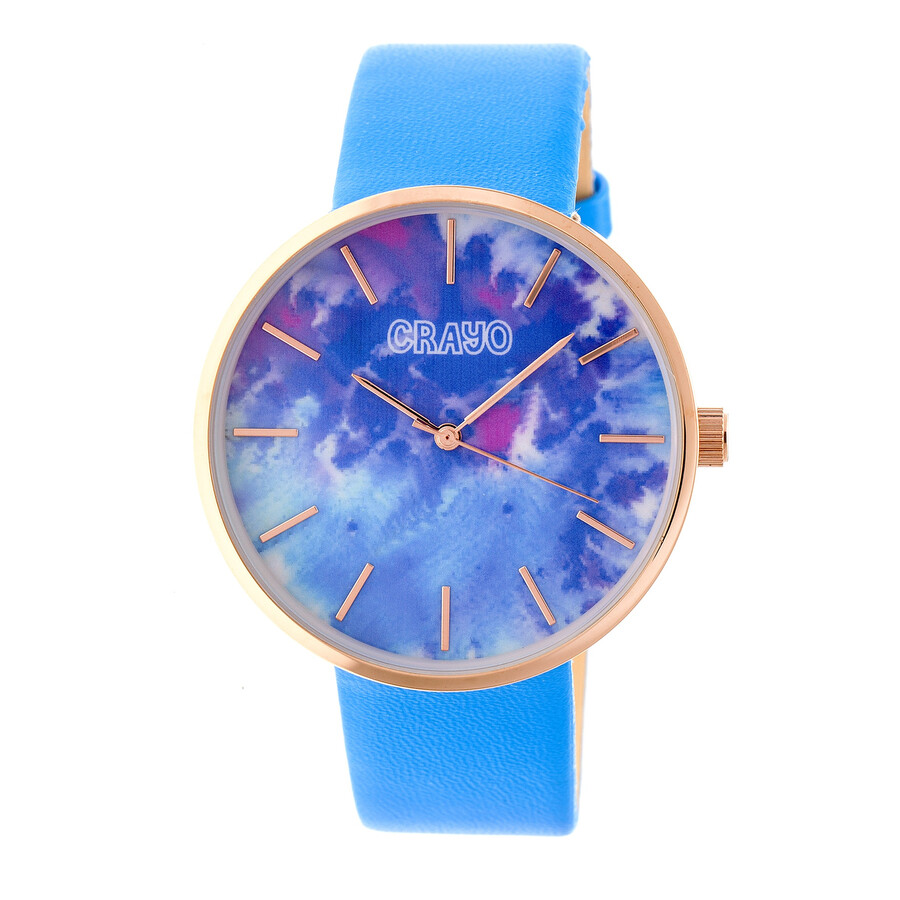 Crayo Swirl Multicolor Dial Blue Powder Leatherette Watch CRACR4204 ...