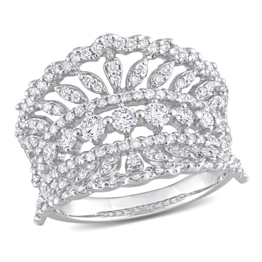 Created Forever 1-1/5ct TDW Lab-Created Diamond Crown Design Wide Ring ...