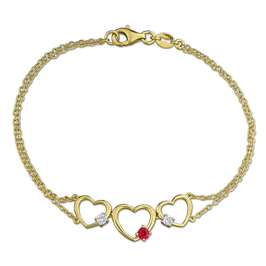 Created Forever 1/6ct TGW Created Ruby and 1/7ct TW Lab-Grown Diamond ...