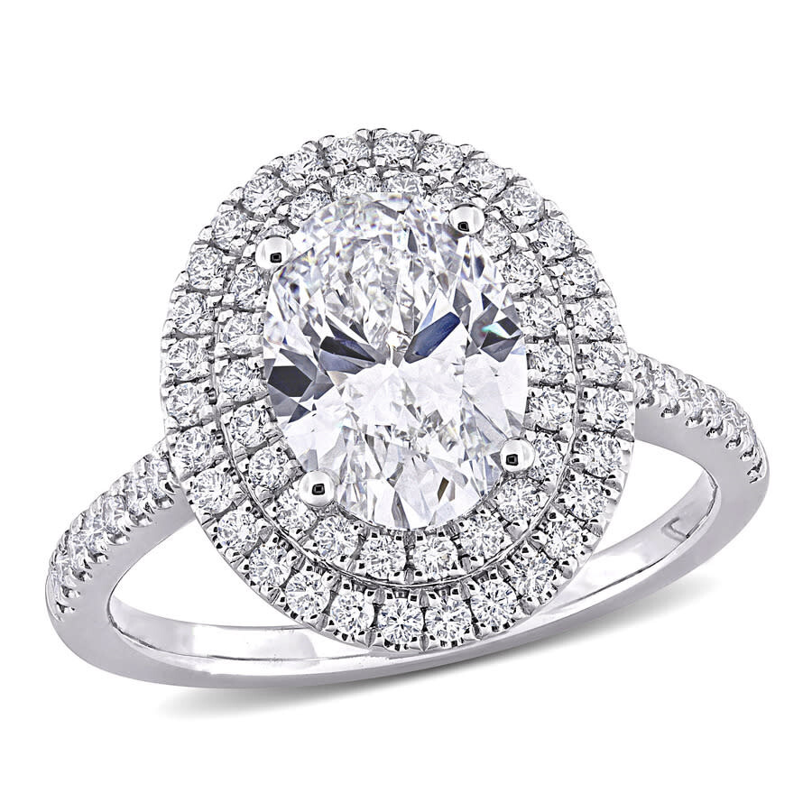 Created Forever 2 1/2ct TW Oval and Round-Cut Lab-Grown Diamond Double Halo Engagement Ring in ...