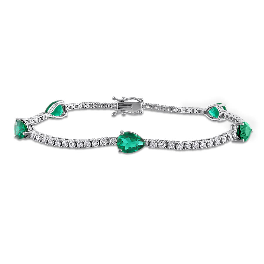 Created Forever 3 1/2ct TGW Pear-Cut Created Emerald and 1 3/5ct TW Lab ...
