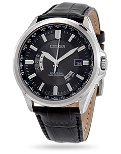 Citizen Eco-Drive Black Dial Black Leather Men's Watch CB0011-00E ...